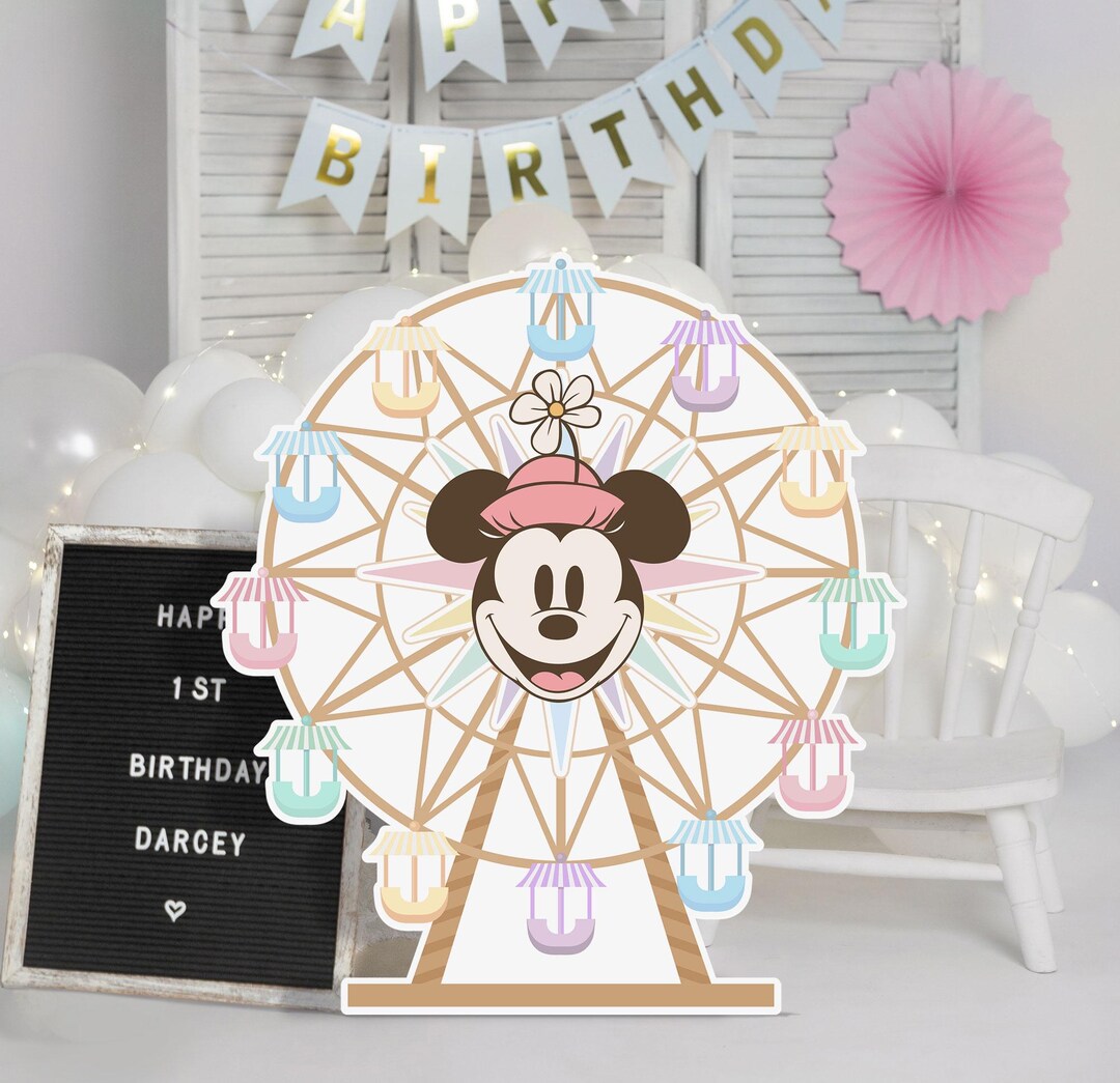 Printable Minnie Ferris Wheel Cutout, Disneyland Birthday Party Stand ...