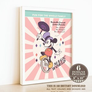 Vintage Mickey Poster, Mickey Party Decoration, Disneyland Party ...