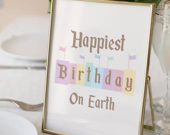 Printable Disneyland Birthday Sign, Happiest Birthday on Earth, Mickey ...