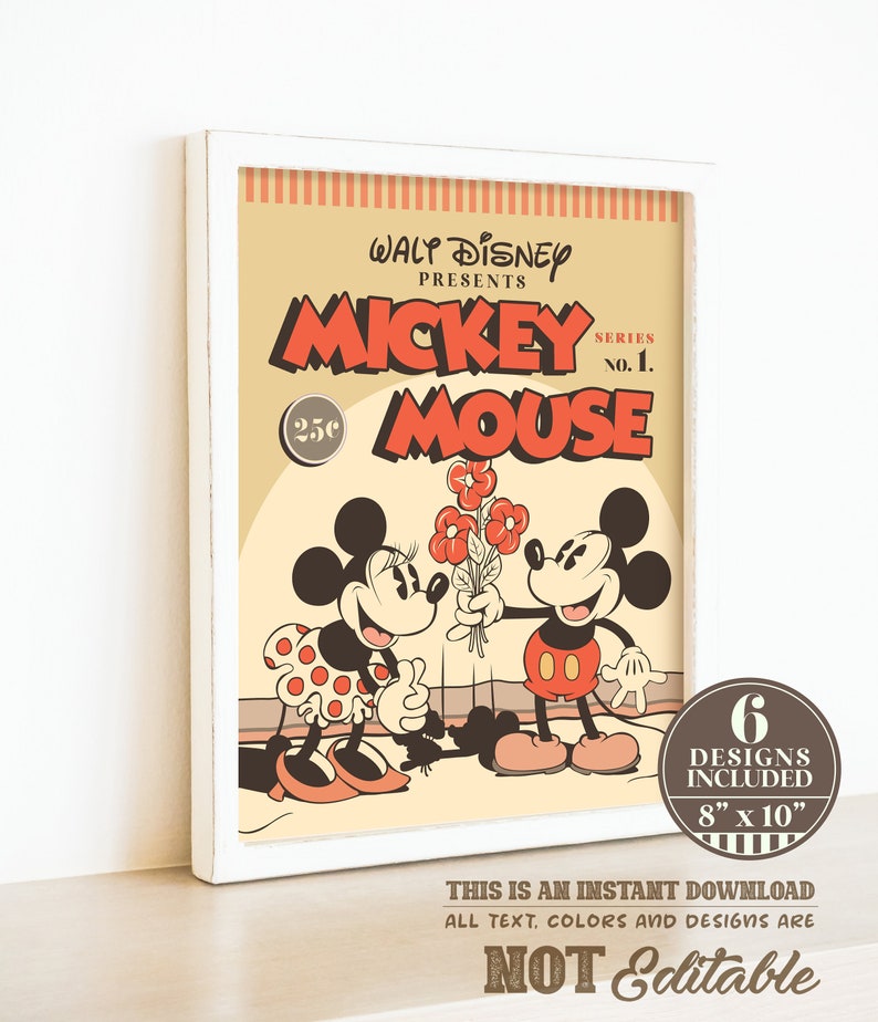 Vintage Mickey Poster Mickey Party Decoration Disneyland - Etsy