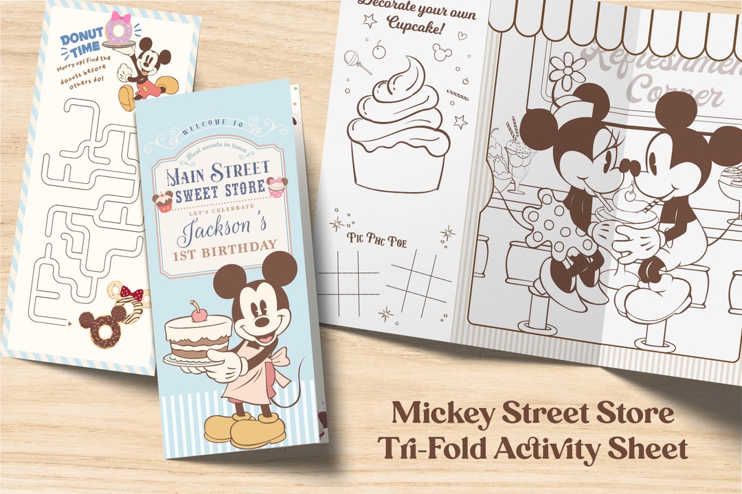 Printable Mickey Activity Sheet, Main Street Sweet Store Coloring Page ...