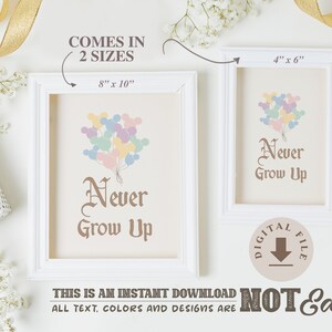 Printable Disneyland Birthday Sign, Never Grow Up, Mickey Birthday ...