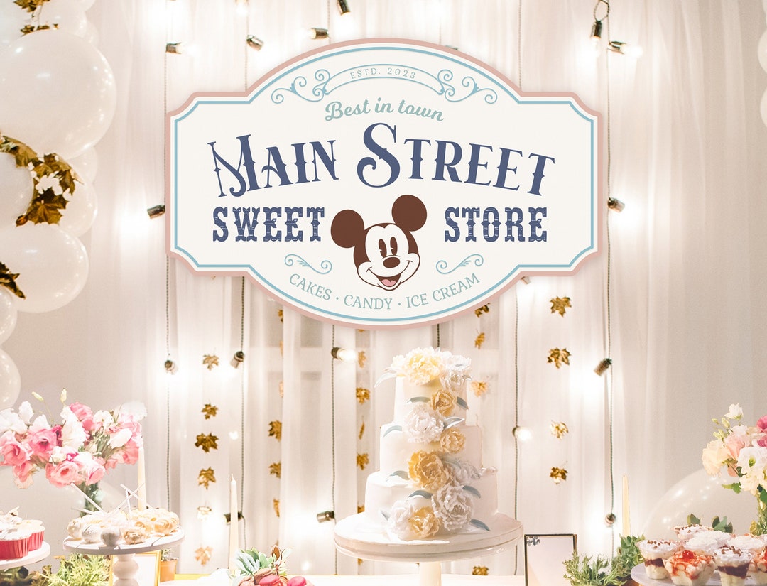 Printable Mickey Sweet Store Sign, Main Street Candy Shop, Perfect for Any Disney Theme Birthday ...