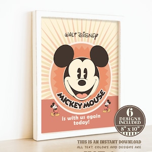 Vintage Mickey Poster, Mickey Party Decoration, Disneyland Party ...