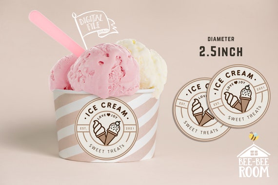 Ice Cream Label Ice Cream Sticker Digital file | Etsy