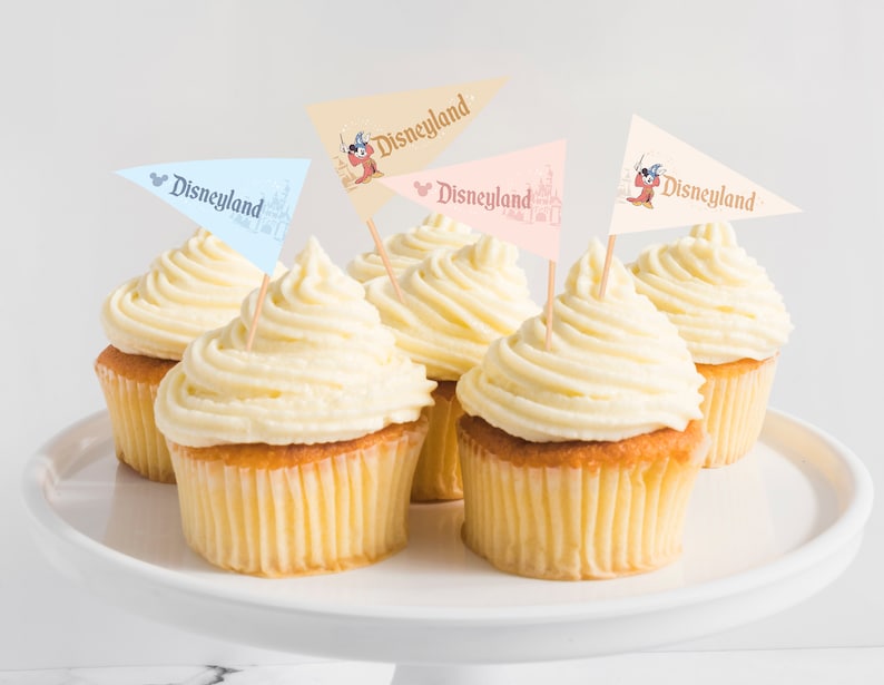 Printable Disneyland Cupcake Toppers, Mickey Straw Flags, Disney ...