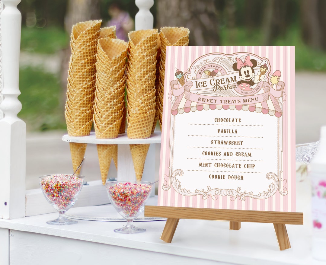 Printable Minnie Customize Ice Cream Menu, Minnie Birthday, Disneyland ...