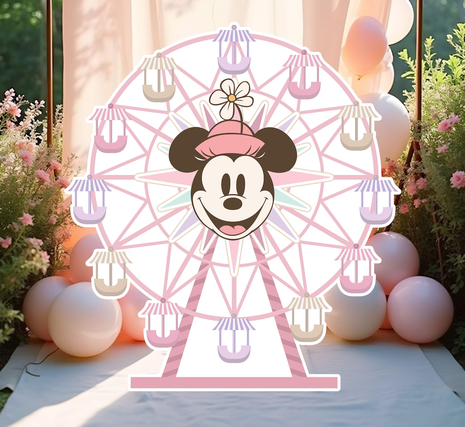 Printable Minnie Ferris Wheel Cutout, Disneyland Birthday Party Stand ...