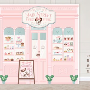 Editable Minnie Sweet Store Backdrop, Main Street Candy Shop, Disney ...