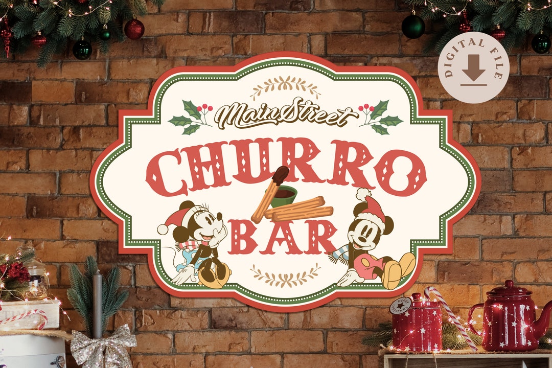 Christmas Mickey and Minnie Churro Bar Sign, Mainstreet Churro Bar ...