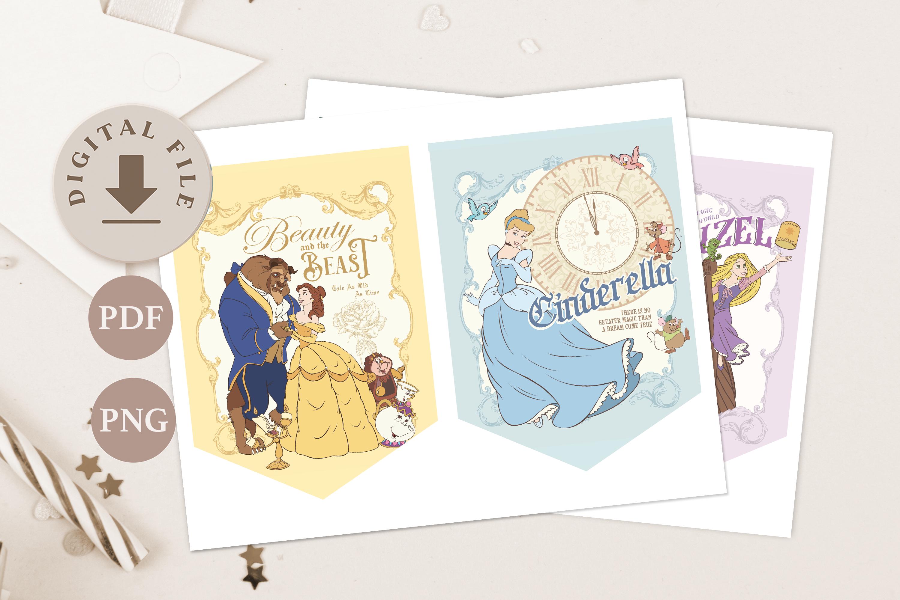 Printable Princess Banner, Disneyland Birthday Party Decoration ...