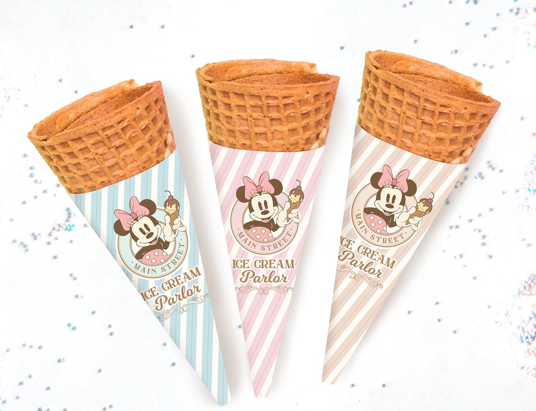 Minnie Ice Cream Cone Wrapper, Main Street Ice Cream, Minnie Birthday ...