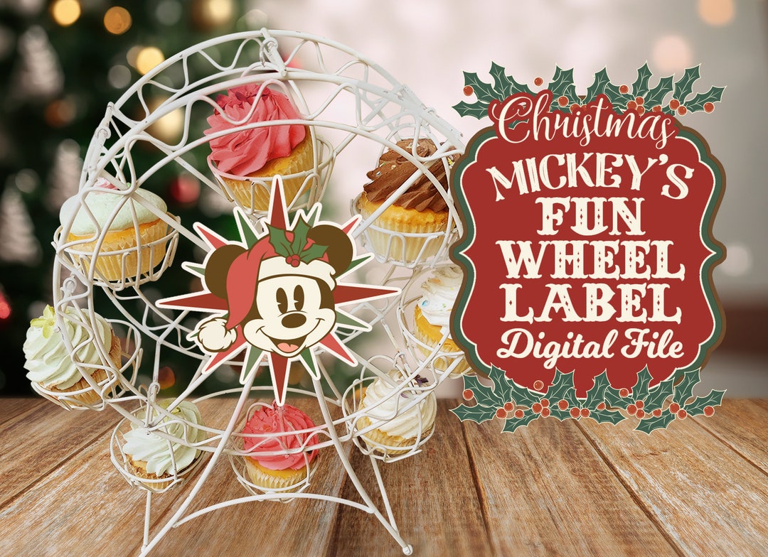 Printable Christmas Mickey's Fun Wheel Label, Mickey Birthday ...
