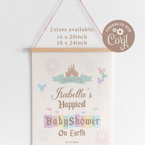 Editable Happiest Baby Shower on Earth Welcome Sign, Disneyland Baby ...