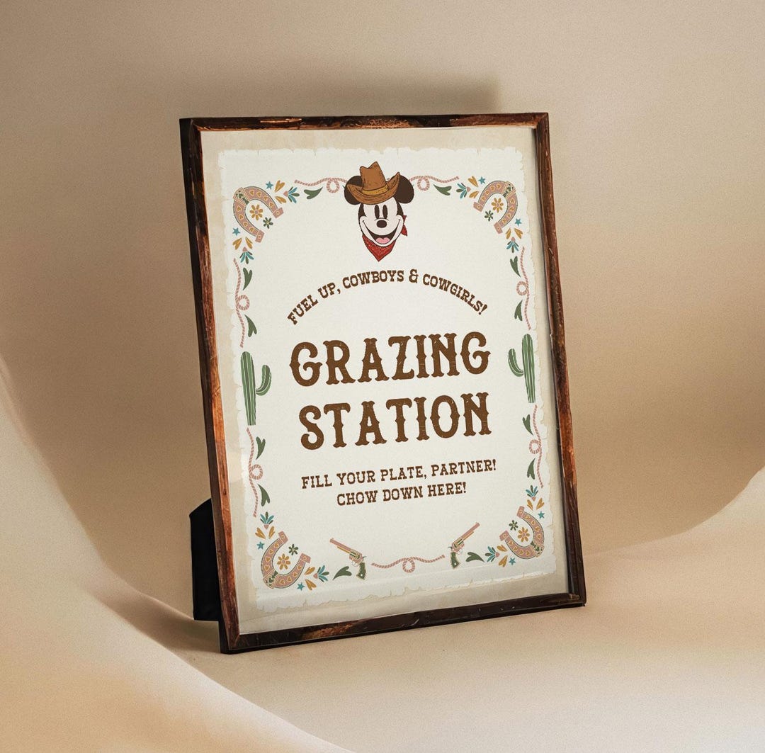 Printable Mickey Grazing Station Sign, Mickey Cowboy Rodeo Party ...
