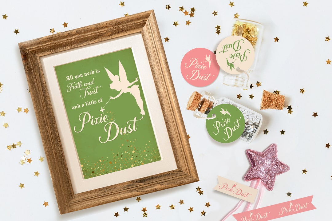 Printable Pixie Dust Party Favor, Pixie Dust Tag, Neverland Party Decoration, Never Grow up ...