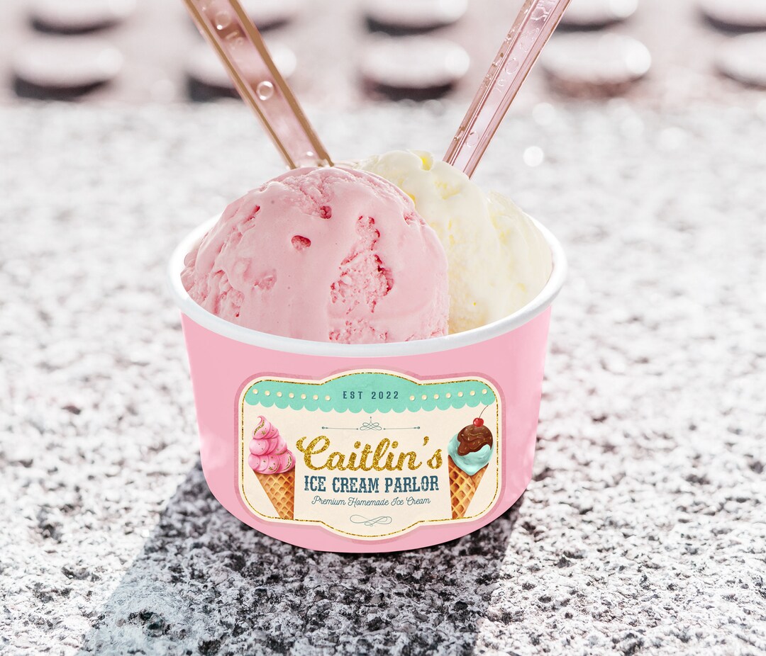 Printable Ice Cream Parlor Sticker, Ice Cream Tub Label, Digital File ...