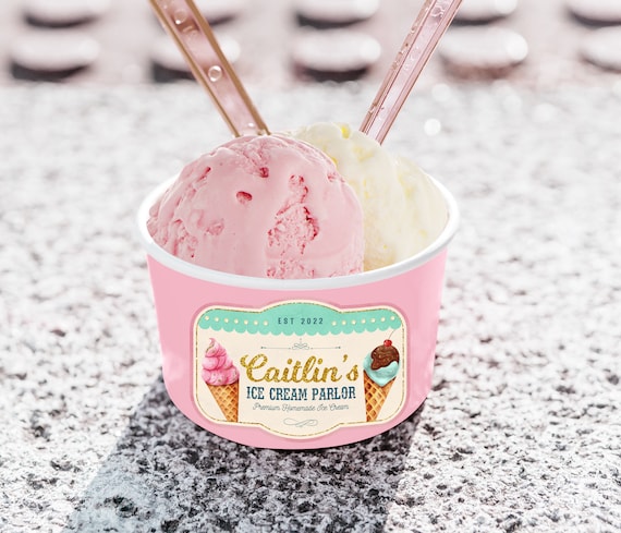 Printable Ice Cream Parlor Sticker Ice Cream Tub Label - Etsy