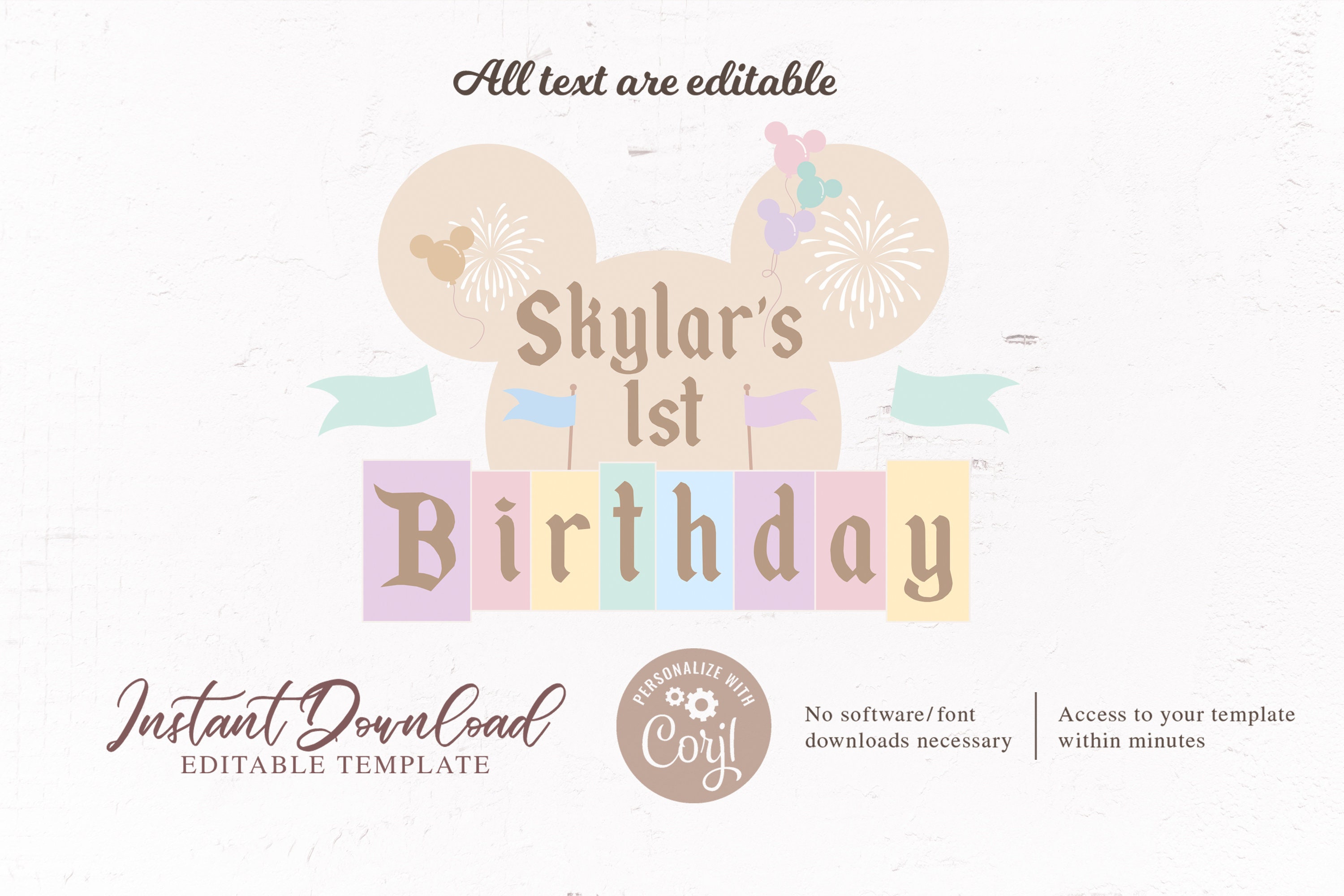 Editable Name Birthday Cake Topper, Printable Happiest Birthday on ...