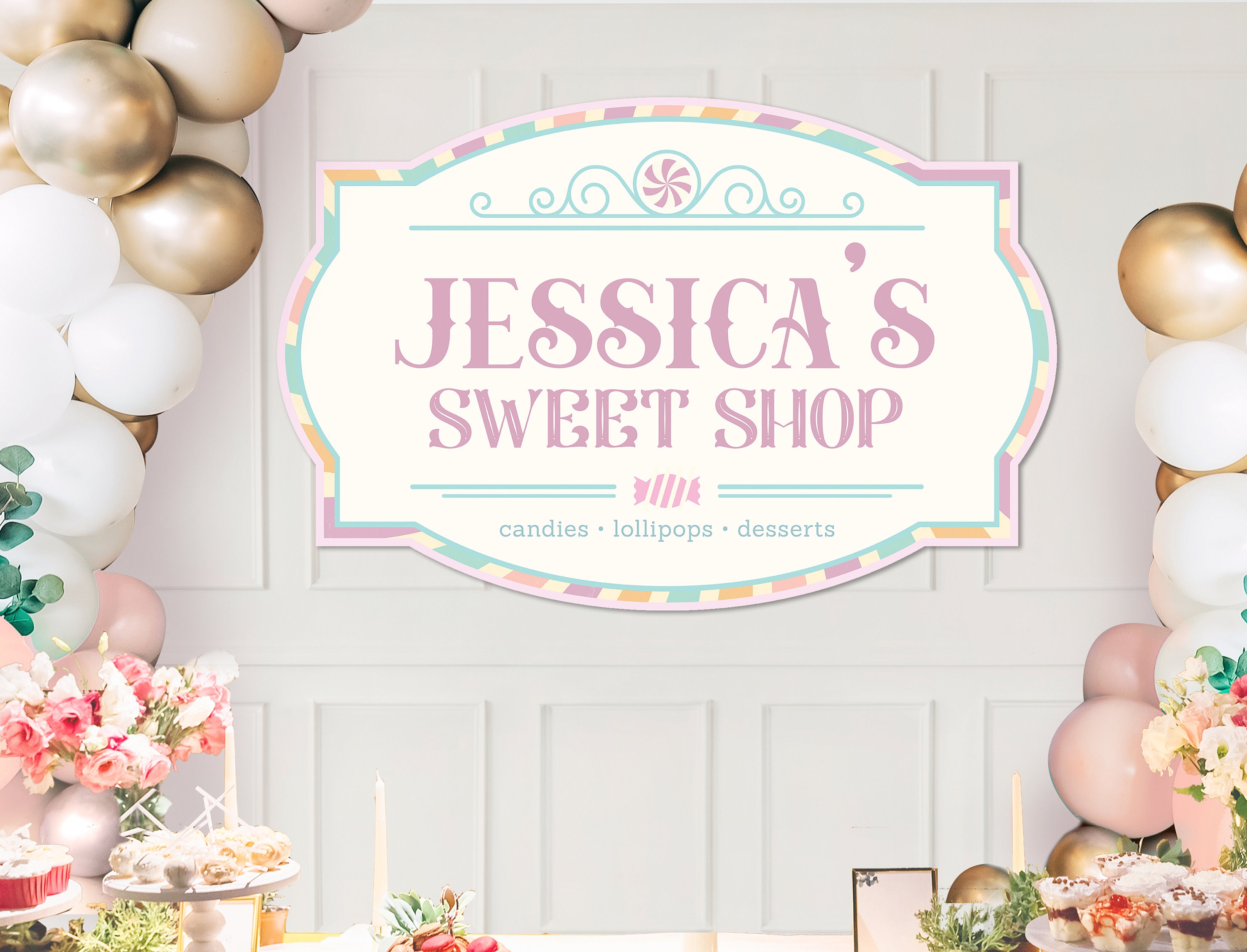 Editable Sweet Shop Sign Candy Theme Party Decor - Etsy Australia
