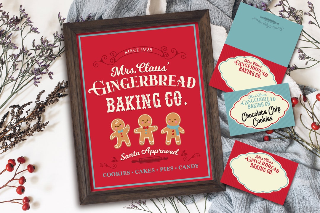 PRINTABLE Gingerbread Bakery Sign, Cookie Exchange Party Decoration ...