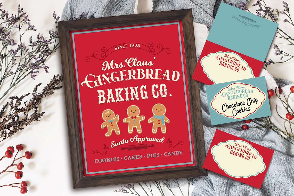 PRINTABLE Gingerbread Bakery Sign Cookie Exchange Party - Etsy