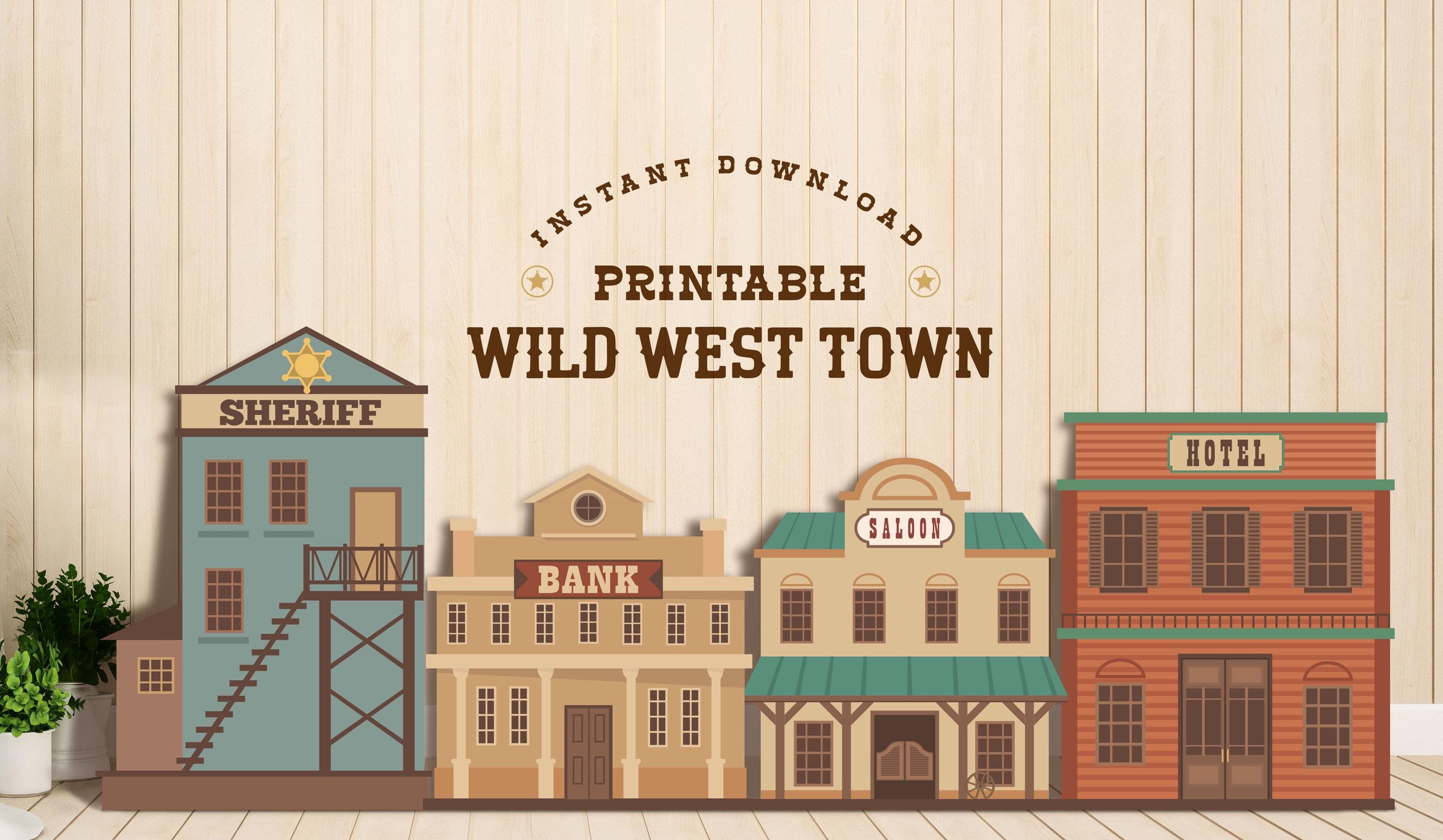 Printable Wild West Town Cutout, Rodeo Birthday Party Stand up Prop ...