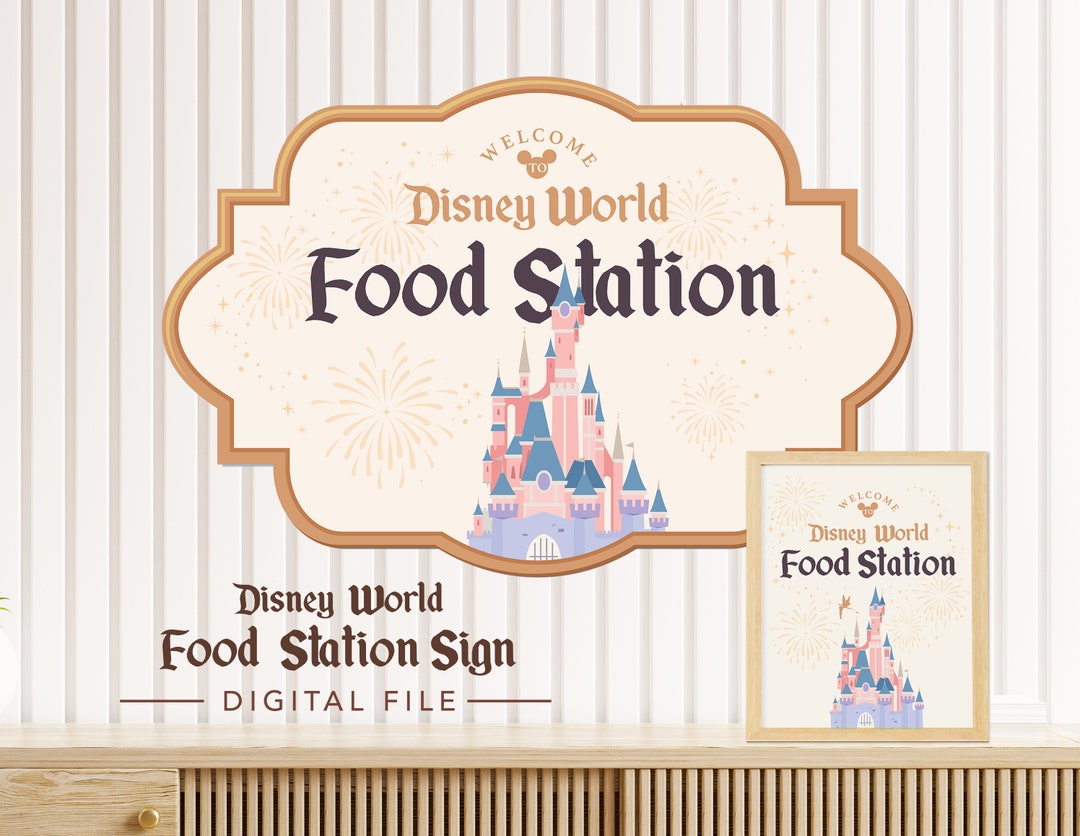 Disney World Food Station Sign, Princess Birthday, Disney World Baby ...
