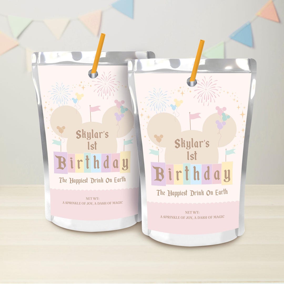 Editable Happiest Birthday on Earth Capri Sun Juice Label, Disneyland ...