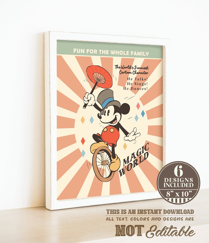 Vintage Mickey Poster Mickey Party Decoration Disneyland - Etsy