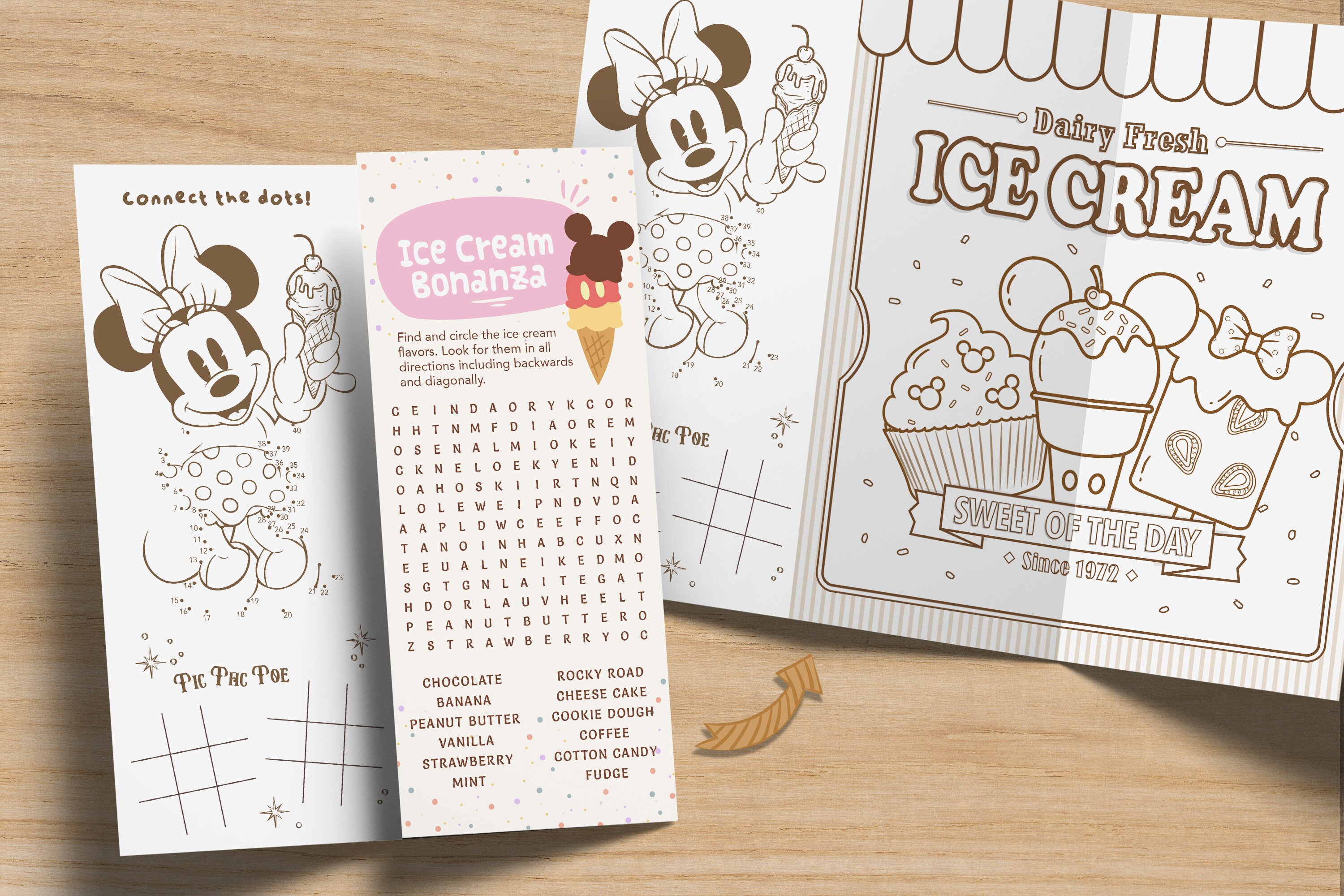 Printable Mickey & Minnie Ice Cream Activity Sheet, Ice Cream Coloring ...