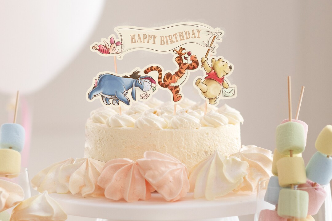 Printable Winnie the Pooh Cake Topper, Hundred Acre Wood Party Decor ...