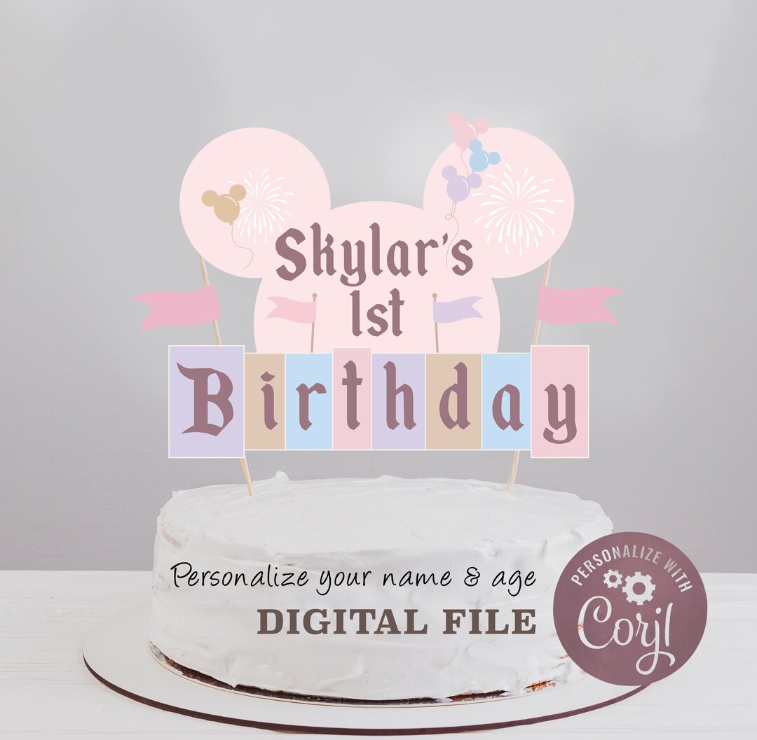 Editable Name Birthday Cake Topper, Printable Happiest Birthday on ...