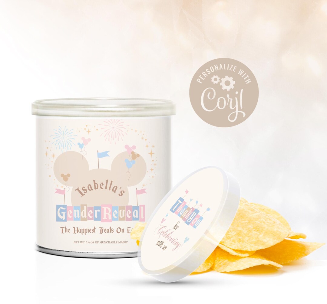 Editable Happiest Gender Reveal on Earth Pringles Can Label, Disneyland ...