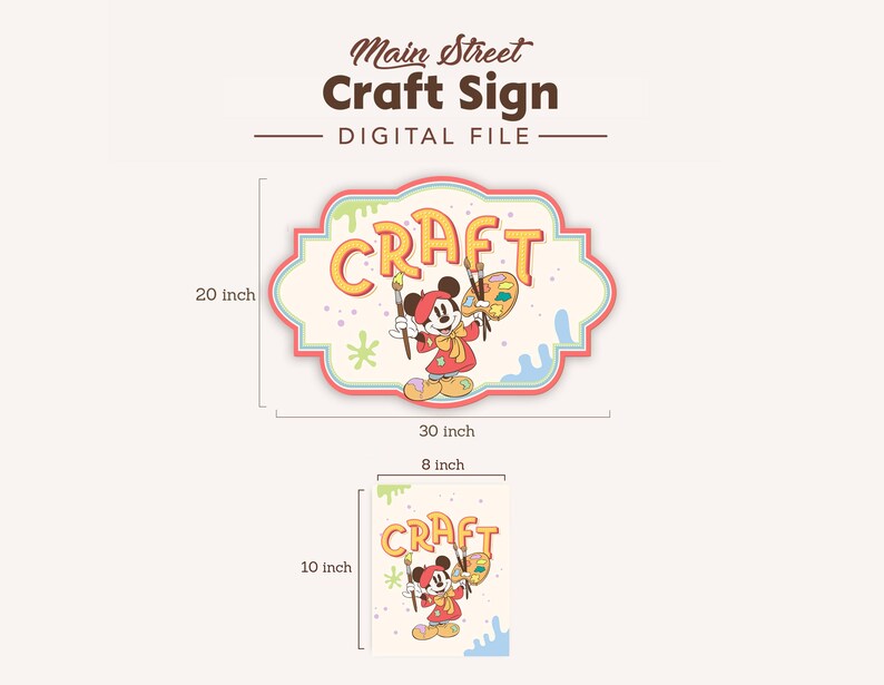 Mickey Craft Station Sign, Painter Party, Mickey Birthday, Disneyland ...