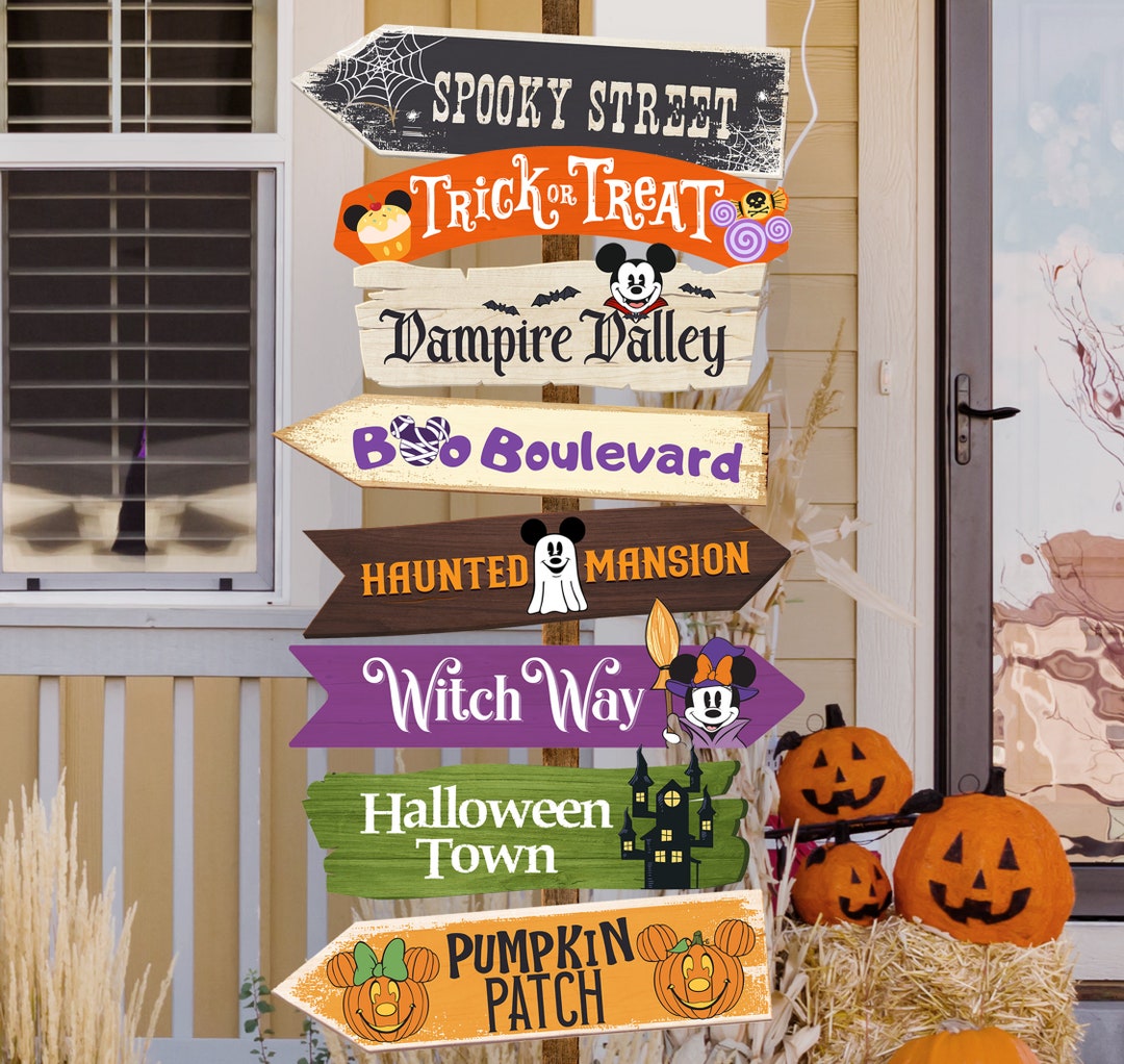 Printable Mickey Halloween Party Directional Sign Trick or - Etsy