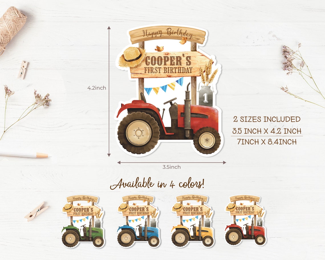 Tractor Cake Topper, Printable Cake Topper, Party Cake Topper, Cake ...