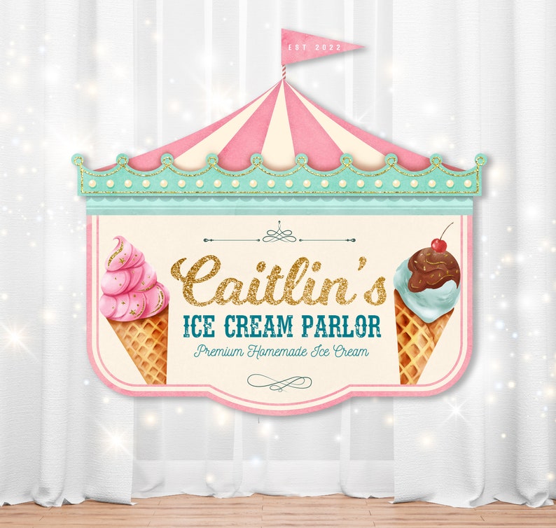 Printable Ice Cream Parlor Sticker, Ice Cream Tub Label, Digital File ...