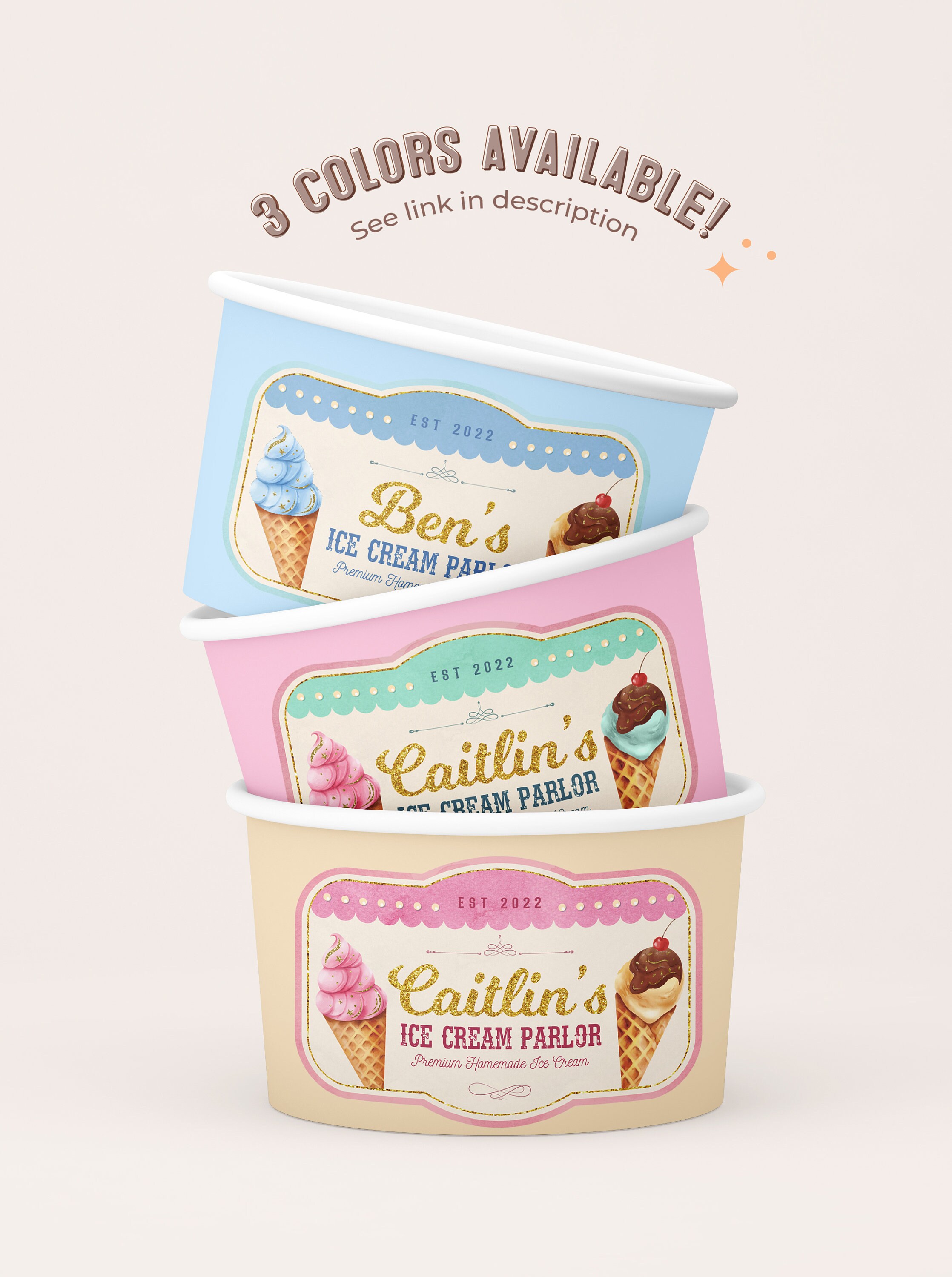 Printable Ice Cream Parlor Sticker, Ice Cream Tub Label, Digital File ...