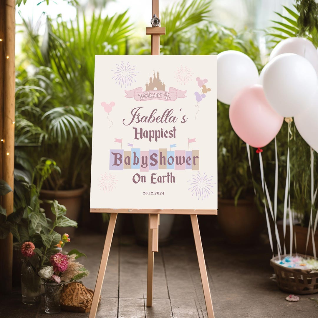 Editable Happiest Baby Shower on Earth Welcome Sign, Disneyland Baby ...