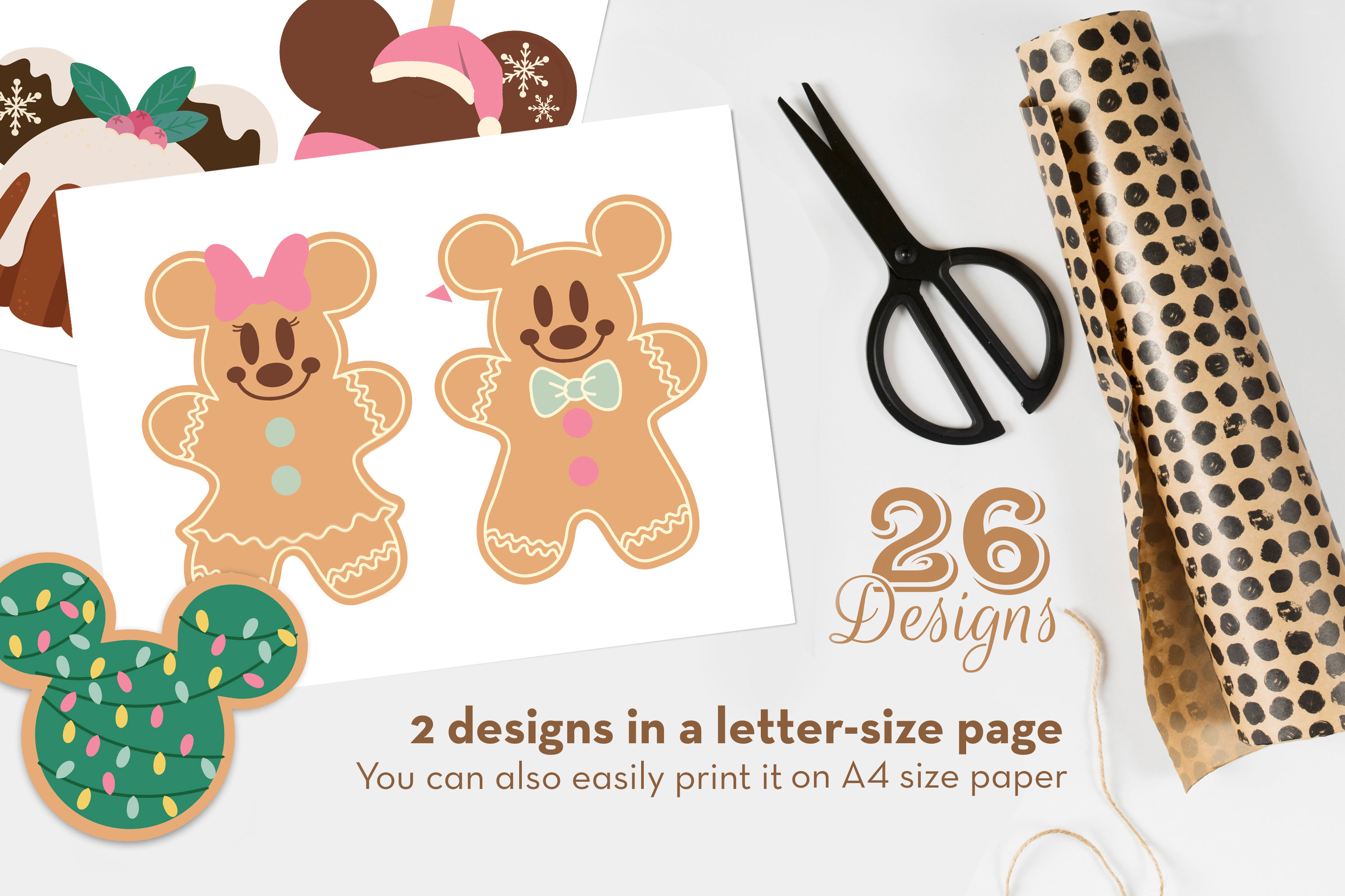 Printable Pastel Mickey Christmas Garland, Gingerbread Man Banner ...