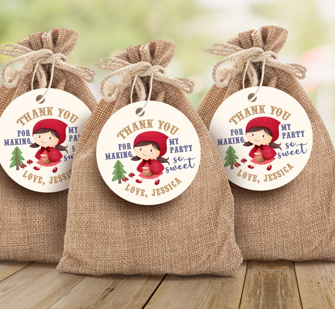 Red Riding Hood Thank You Tag, Red Riding Hood Gift Tag, Digital File ...