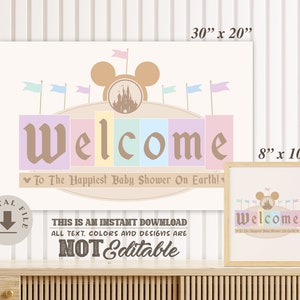 Disneyland Baby Shower Party Welcome Sign, Disneyland Party Decoration ...