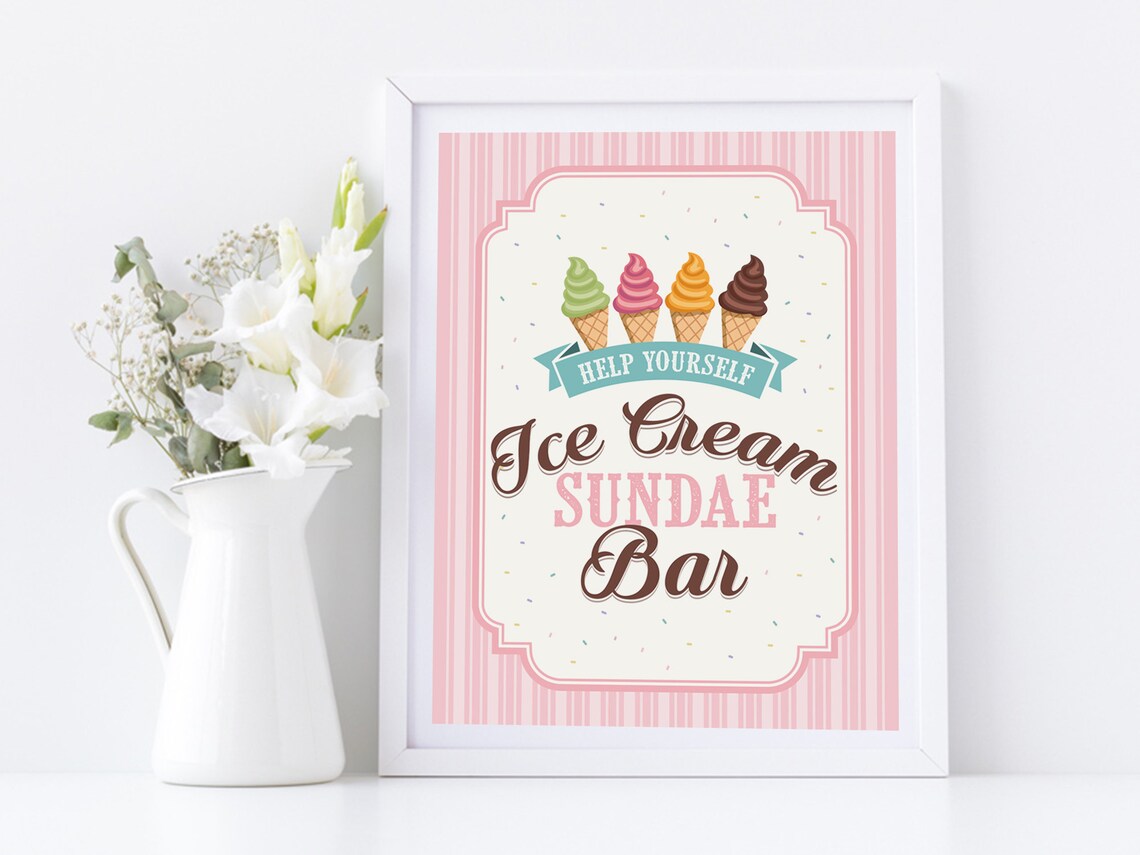 Ice Cream Sundae Bar Poster 8.5 X 11 Digital Printable | Etsy