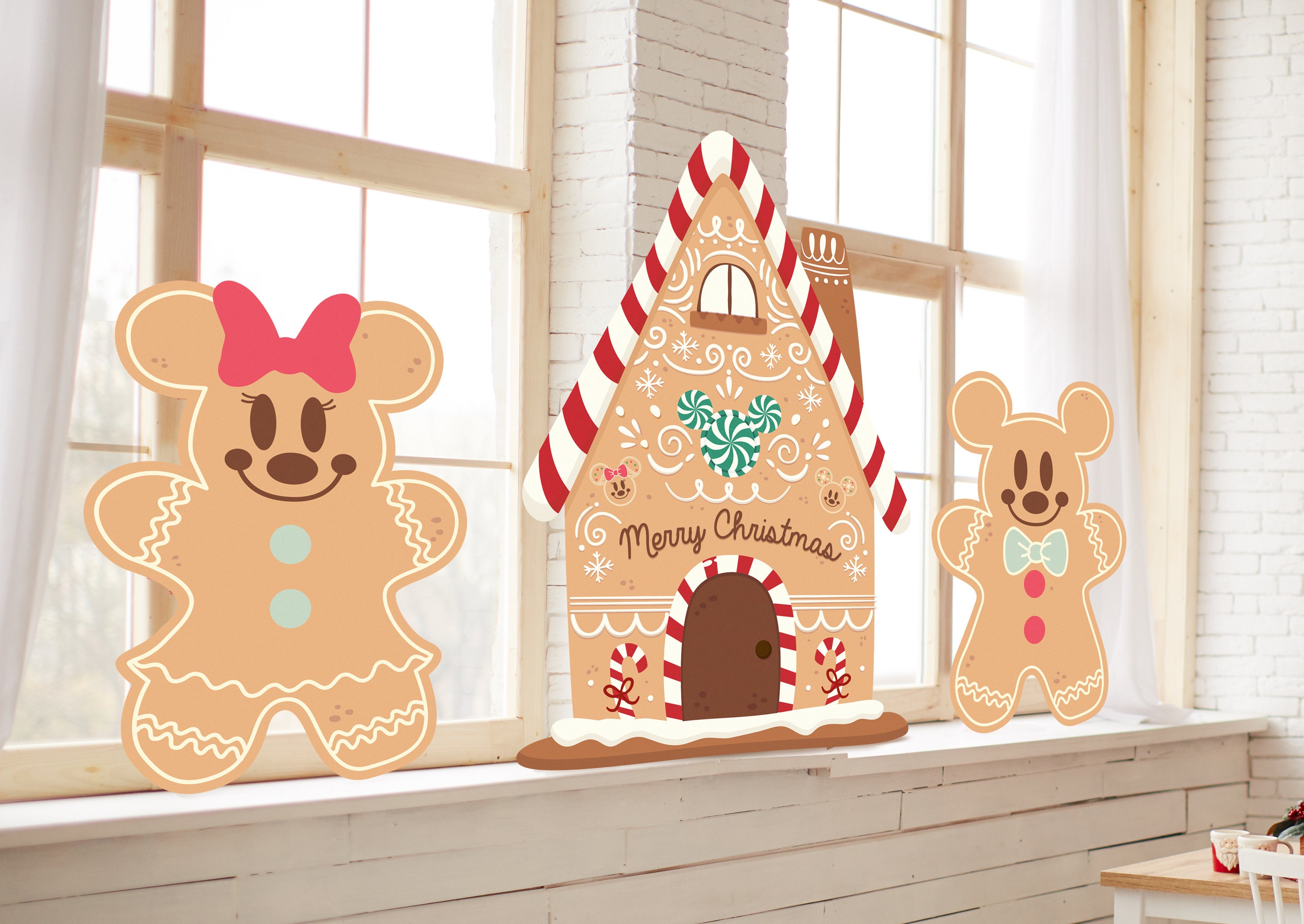 Printable Mickey & Minnie Gingerbread Cutout, Gingerbread House Stand ...