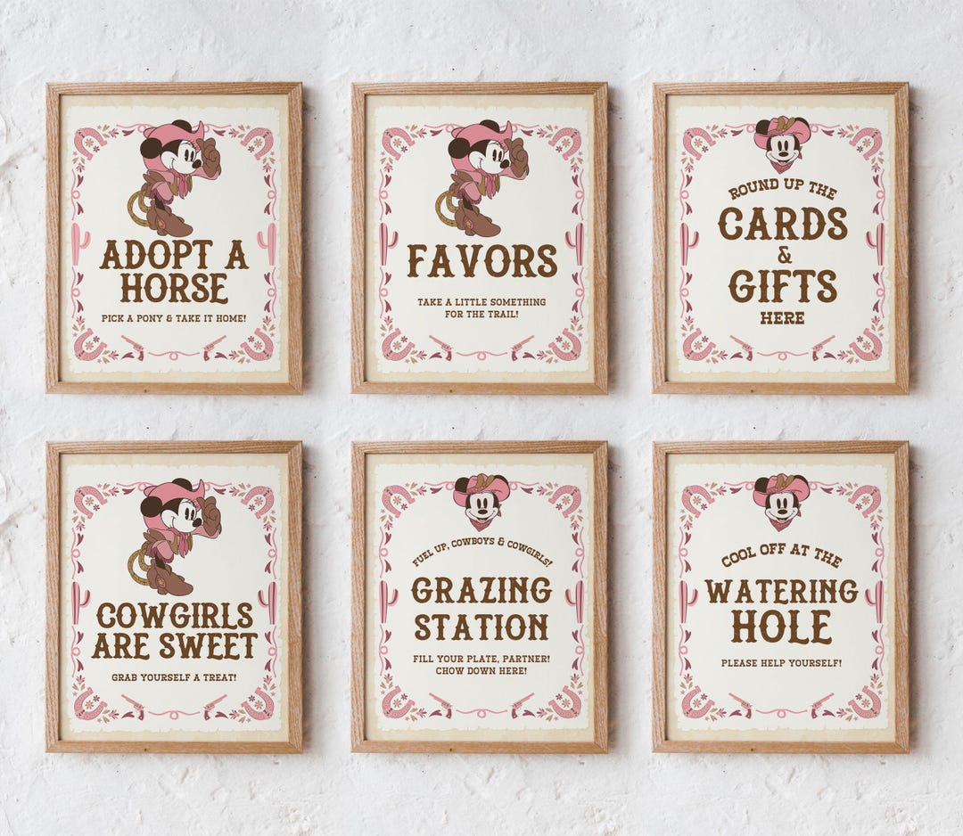 Printable Minnie Cowgirl Rodeo Party Signs, Cards & Gifts, Favors ...