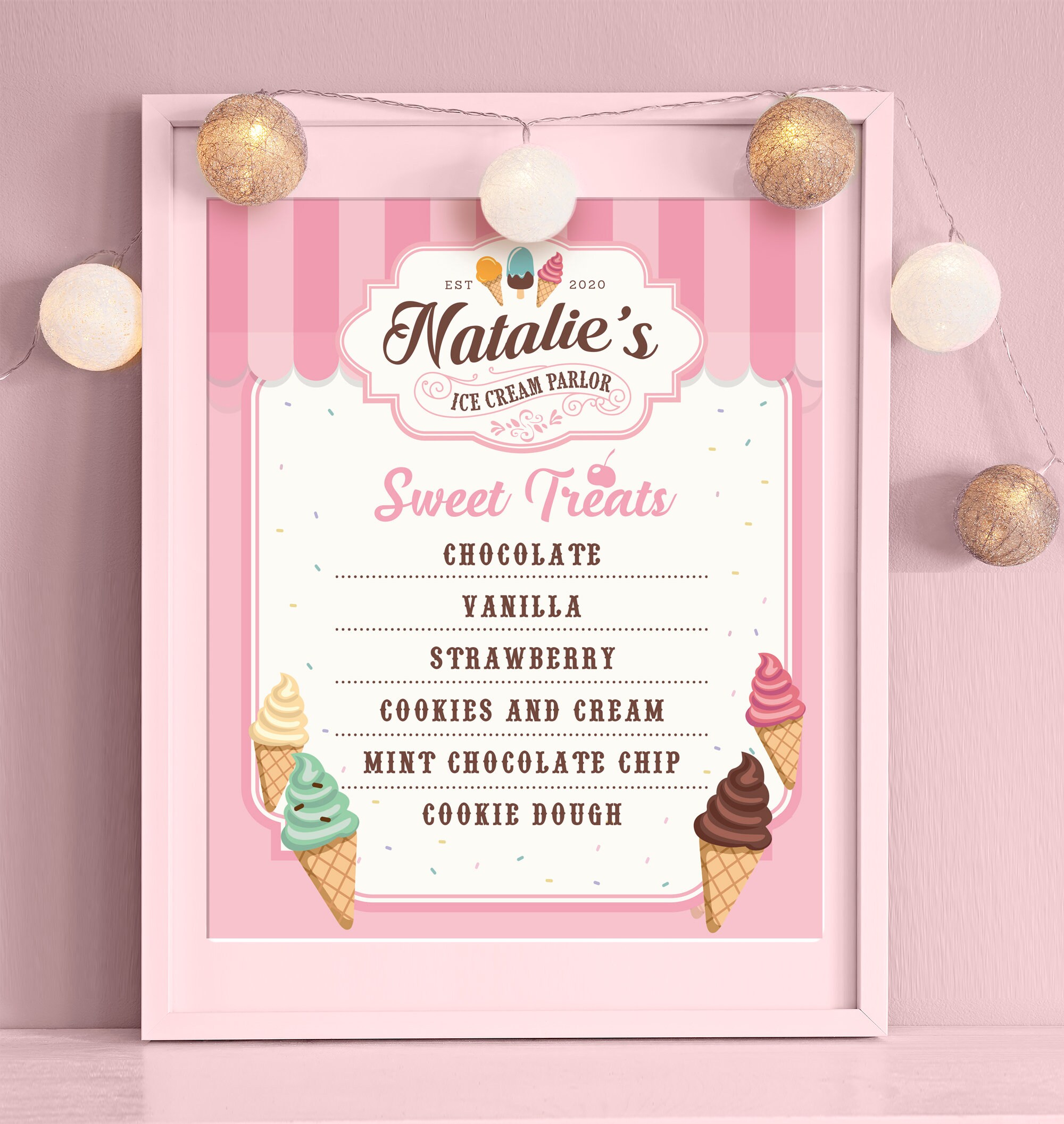 Printable Customize Ice Cream Menu 10 x 12 Digital file | Etsy