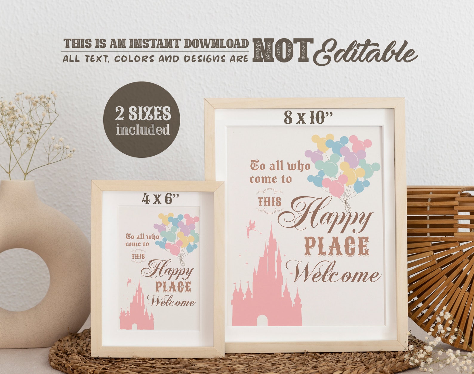 Printable Disneyland Welcome Sign, Mickey Birthday, Disneyland Party ...