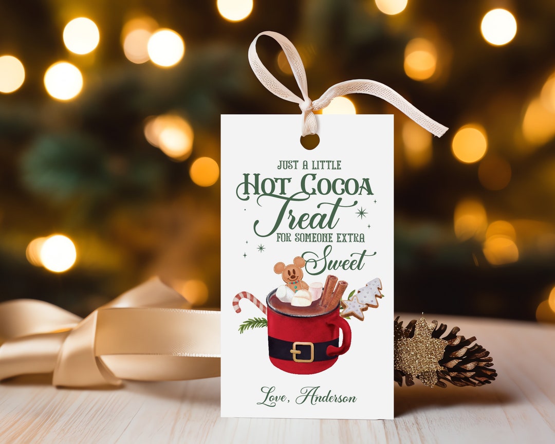 Editable Mickey Hot Cocoa Christmas Gift Tag, Holiday Hot Cocoa Treat ...