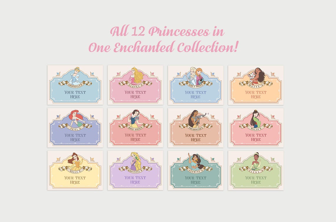 Printable Disney Princess Food Tents, Princess Party Food Label ...